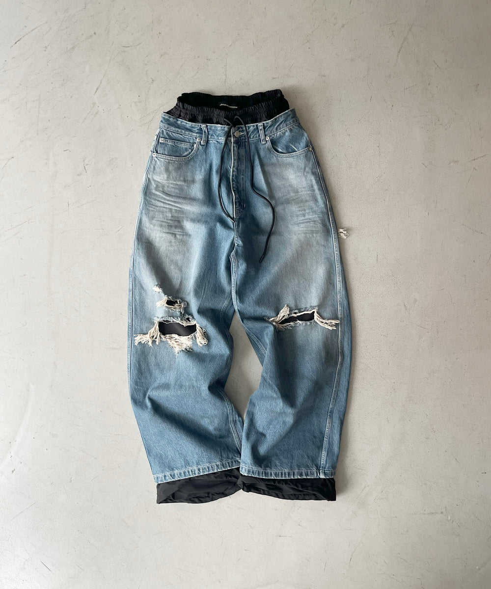 LOADINGROOM【ローディングルーム】Double denim track pants women "DIRTY BLUE"｜O WEB STORE